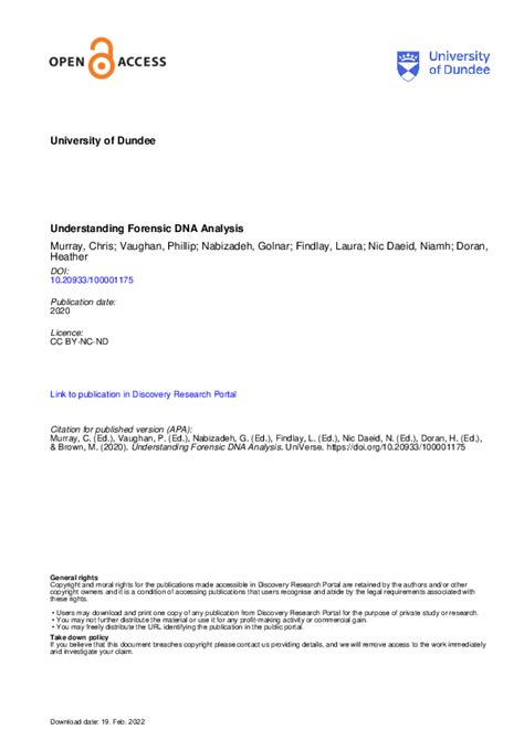 Pdf Understanding Forensic Dna Analyis Niamh Nicdaéid