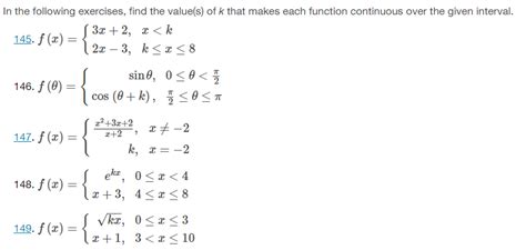 Solved In The Following Exercises Find The Value S Of K Chegg
