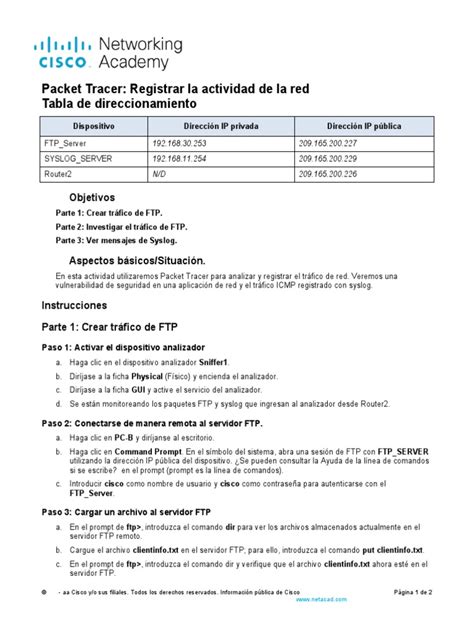 1527 Packet Tracer Logging Network Activity Pdf Protocolo De