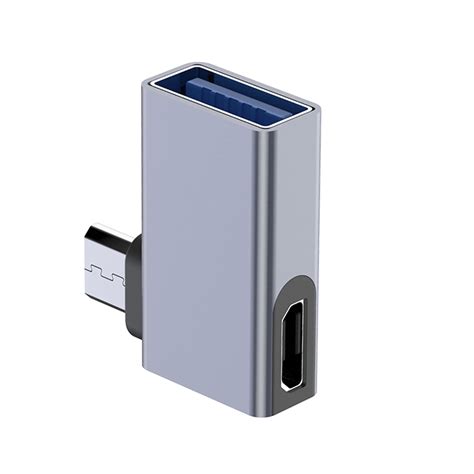 90 Degree Usb Host Adapter With Power Supply Port For Smartphones And