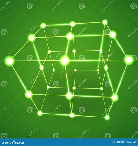 wireframe mesh cube connected dots and lines stock vector
