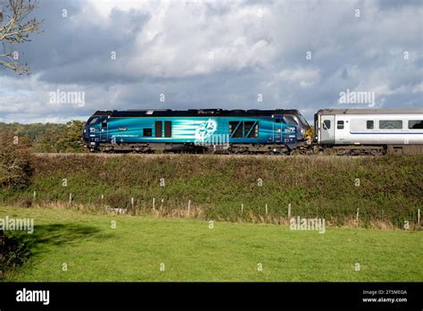 Drs Class 68 Diesel Locomotive No 68008 Avenger Powering A Chiltern Railways Mainline Train