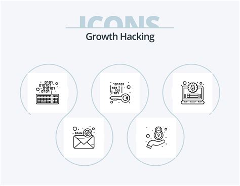 Hacking Line Icon Pack 5 Icon Design Target Server Fire Datacenter