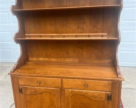 Vintage Ethan Allen China Cabinet Solid Maple Colonial Buffet Hutch Etsy