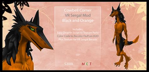 Second Life Marketplace Cc Vr Sergal Black And Orange