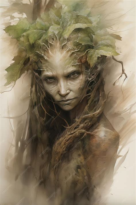 Premium Ai Image A Woman With A Tree Growing Out Of Her Head