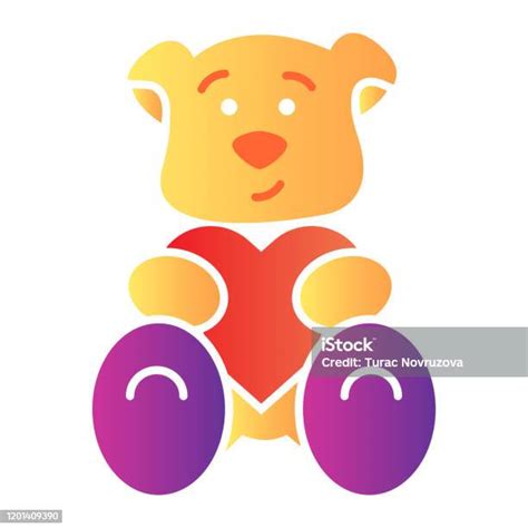 하트 플랫 아이콘 테디 베어 흰색에 고립 된 로맨틱 한 테디 베어 장난감 그림 귀여운 검은 테디 베어 그라데이션 스타일 디자인 웹 및 응용 프로그램을 위해 설계 Eps 10