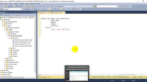 Sql Insert Using Automation Anywhere Youtube