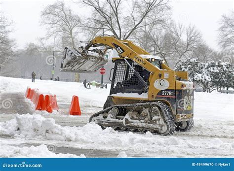 Equipment With Plow Cleans Snow On The Street New York City Editorial