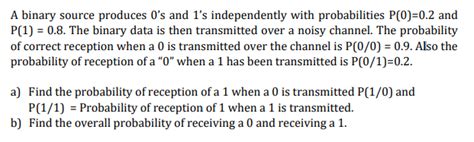 Solved A Binary Source Produces 0s And 1s Independently