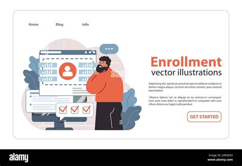 Enrollment Process Concept Man Analyzing User Profile On Computer Digital Registration Data