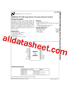 LM9820CCWM Datasheet PDF National Semiconductor TI
