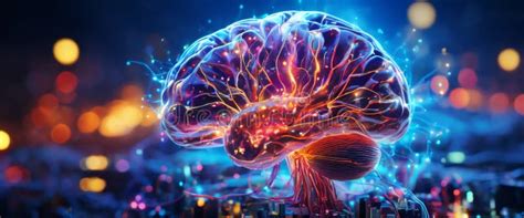 Glowing Neural Network Brain With Futuristic Circuitry Stock Image Image Of Colors Futuristic