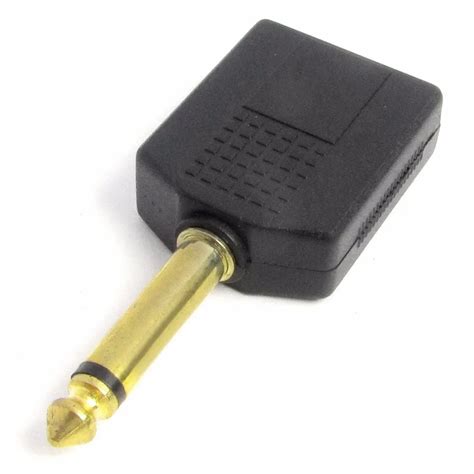 2pcs Gold Plated 1 Mono 635mm 14 Male Plug To 2 Mono Female Socket Audio Y Adapter In