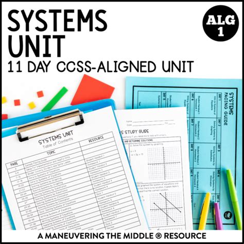 Systems Unit Algebra 1 Ccss Maneuvering The Middle