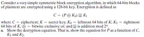Consider A Very Simple Symmetric Block Encryption