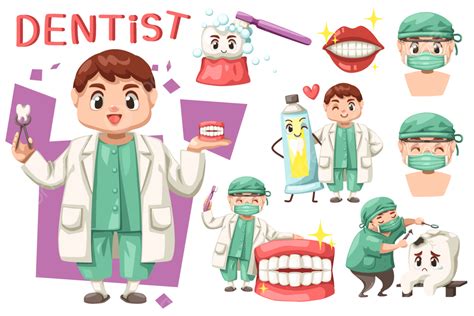 치과 치료와 치과 의사 남자의 번들 세트 치과 의사 이 이의 Png 일러스트 및 벡터 에 대한 무료 다운로드 Pngtree