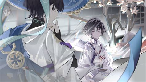 scaramouche wanderer and scaramouche genshin impact drawn by