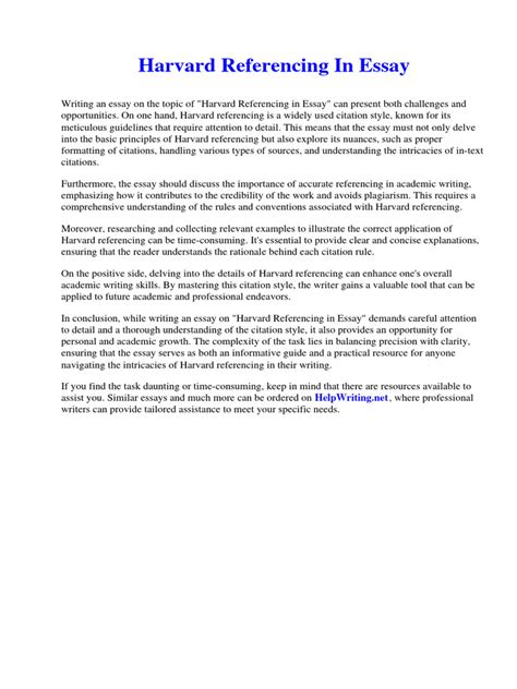 Harvard Referencing In Essay Download Free Pdf Citation