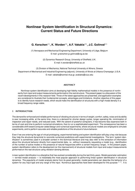pdf nonlinear system identification in structural dynamics current