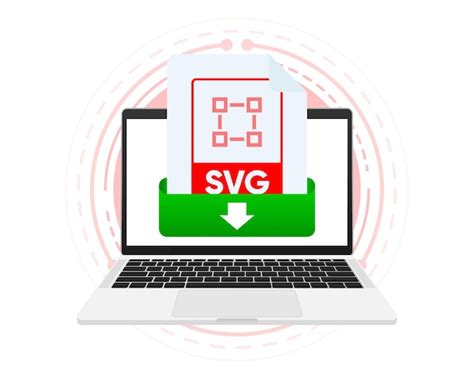 Premium Vector Download Svg File With Label On Laptop Screen Downloading Document Concept View