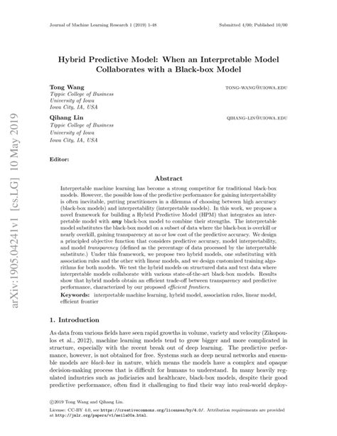 Hybrid Predictive Model When An Interpretable Model Collaborates With