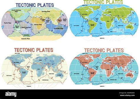 Tectonic Plates World Map Collection Illustration Stock Vector Image And Art Alamy