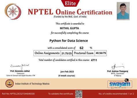 Mithil Gupta On Linkedin Python Datascience Nptel Swayamcentral