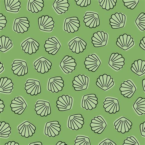 Premium Vector Green Seamless Pattern With Seashell