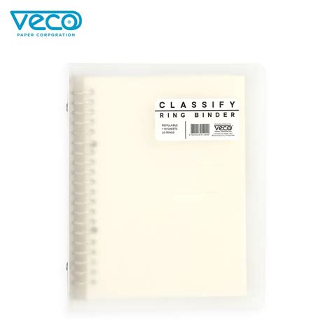 Veco Classify Ring Binder Notes 1pc 20 Ring A5 Refillable100 Sheets Grid Cream Paper