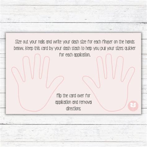 Red Aspen Dash Sizing Card With Instructions Digital Download Instruction Card Nail Dash Card