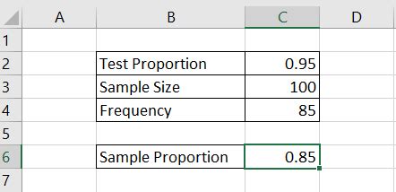 How To Perform A One Proportion Z Test In Excel Sheetaki