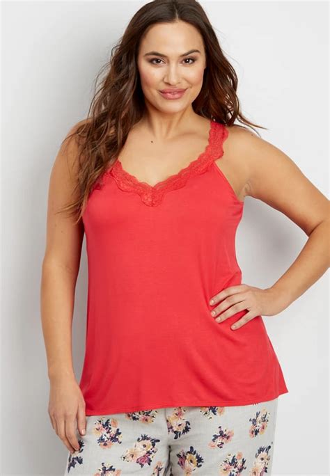 Plus Size Sleep Cami With Lace Trim Straps Maurices