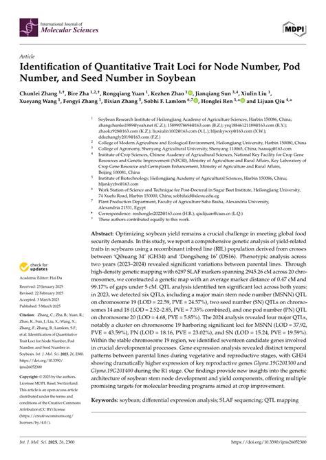Pdf Identification Of Quantitative Trait Loci For Node Number Pod