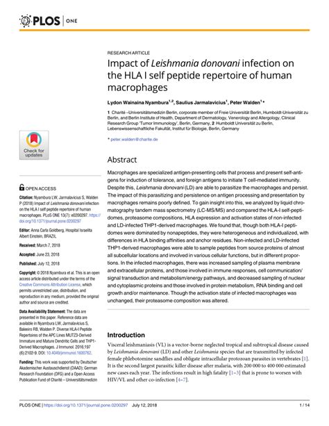 Pdf Impact Of Leishmania Donovani Infection On The Hla I Self Peptide