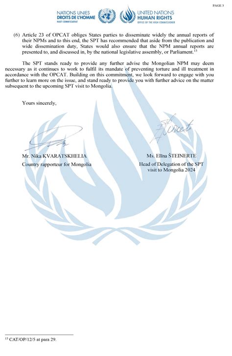 НҮБ ын Эрүү шүүлтээс урьдчилан сэргийлэх дэд хорооныхон Монголд ажиллаж