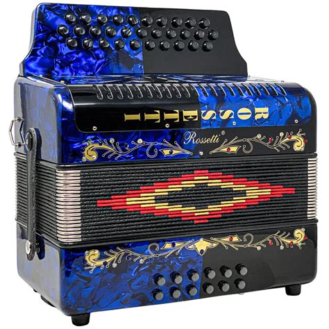 Rossetti 3112 31 Button Diatonic Accordion Blue Black Checker Alchemy Musical Supply