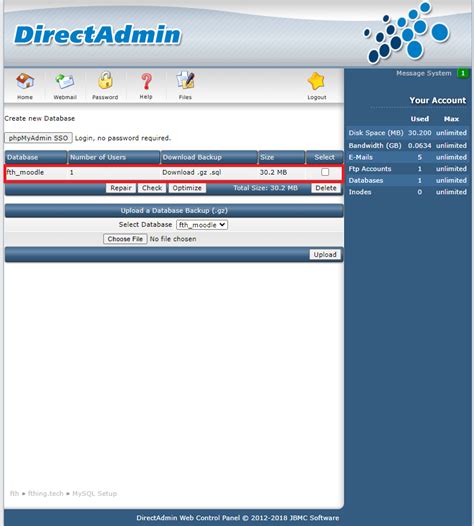 How To Download Mysql Database Backup For Directadmin Enhanced Skin