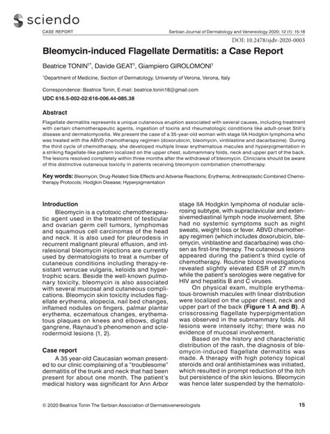 Pdf Bleomycin Induced Flagellate Dermatitis A Case Report
