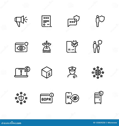 20 Gdpr Line Icon Pack Like Locked Data Privacy Law Vector Illustration