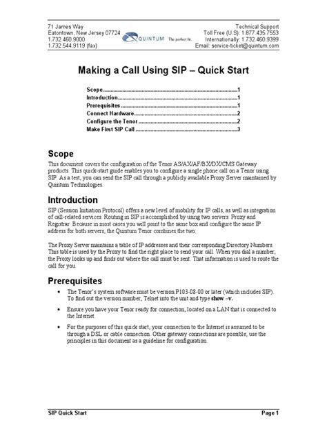 Making A Call Using Sip Quick Start Scope Download Free Pdf