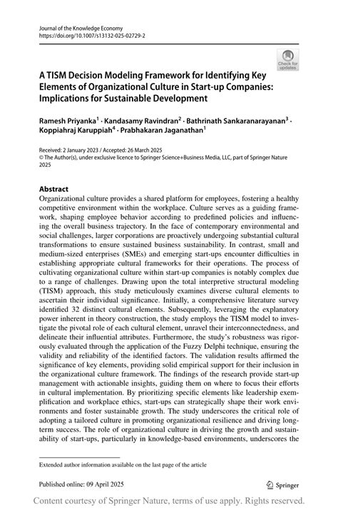 A Tism Decision Modeling Framework For Identifying Key Elements Of