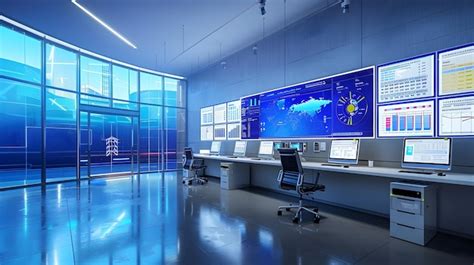 Futuristic Smart Grid Control Room Displaying Realtime Energy Flows And