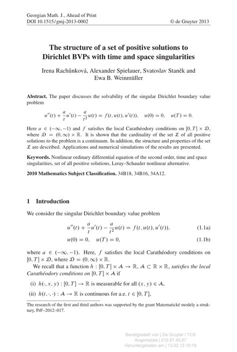 Pdf The Structure Of A Set Of Positive Solutions To Dirichlet Bvps With Time And Space