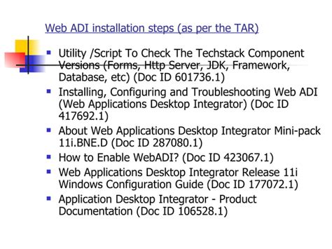 Oracle Web Adi Implementation Steps Ppt Web Development Internet