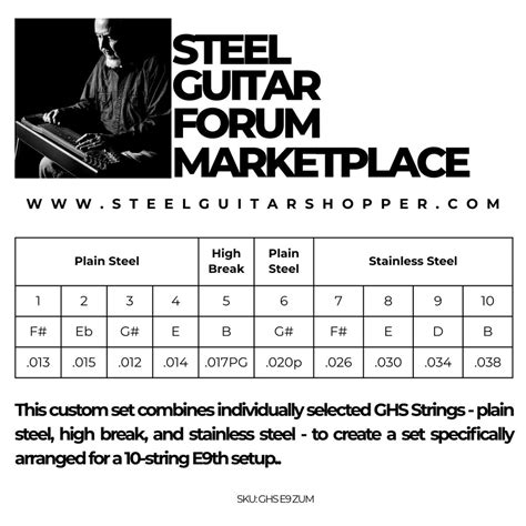 Ghs E9th Custom Stainless Steel For Zum Encore 10 String Set Gauges
