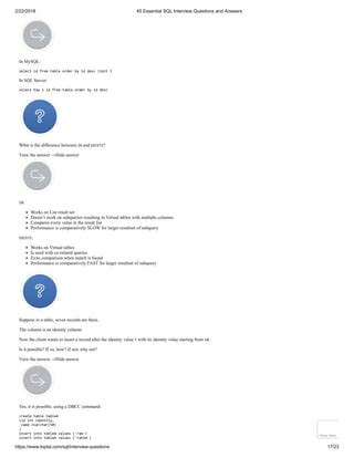 45 Essential SQL Interview Questions PPT