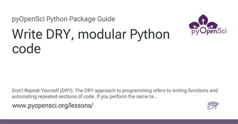 Write Dry Modular Python Code — Pyopensci Lessons