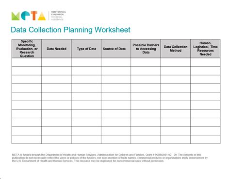 Data Collection Planning Worksheet Switchboard