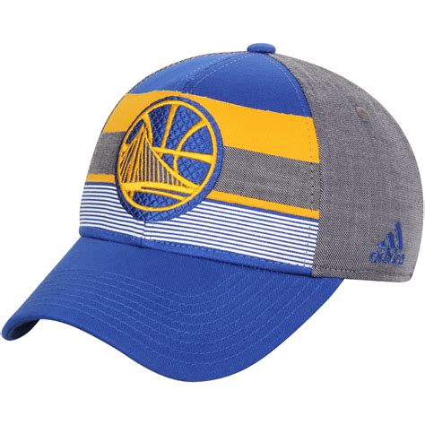 Adidas Golden State Warriors Royalgray Team Logo Striped Flex Hat